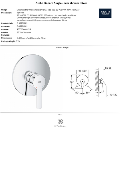 Grohe Linear Shower Mixer – Spectiles