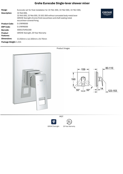 Grohe Eurocube Shower Mixer – Spectiles