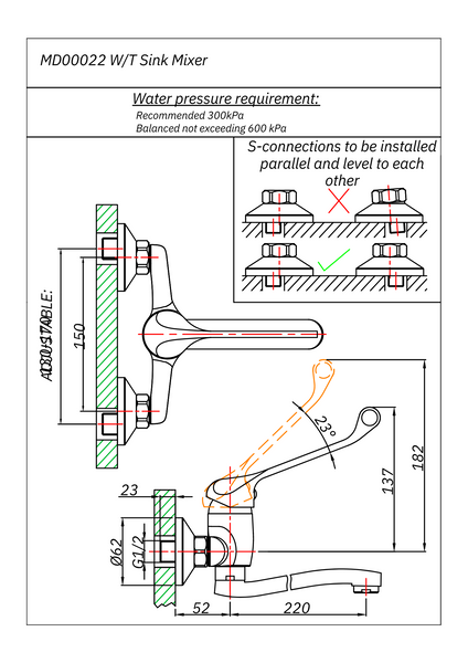 Mixed Elbow Action Sink Mixer W/T Standard Offset – Spectiles
